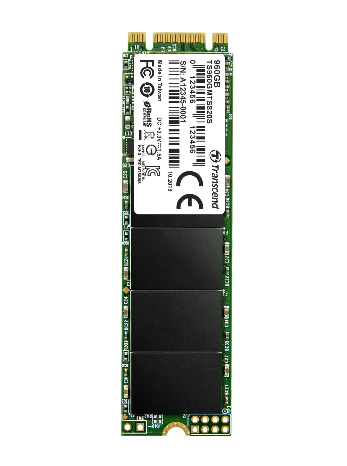 960GB Transcend M.2 SATA III 6Gb/s SSD MTS820S 3D TLC Flash 80mm Form ...