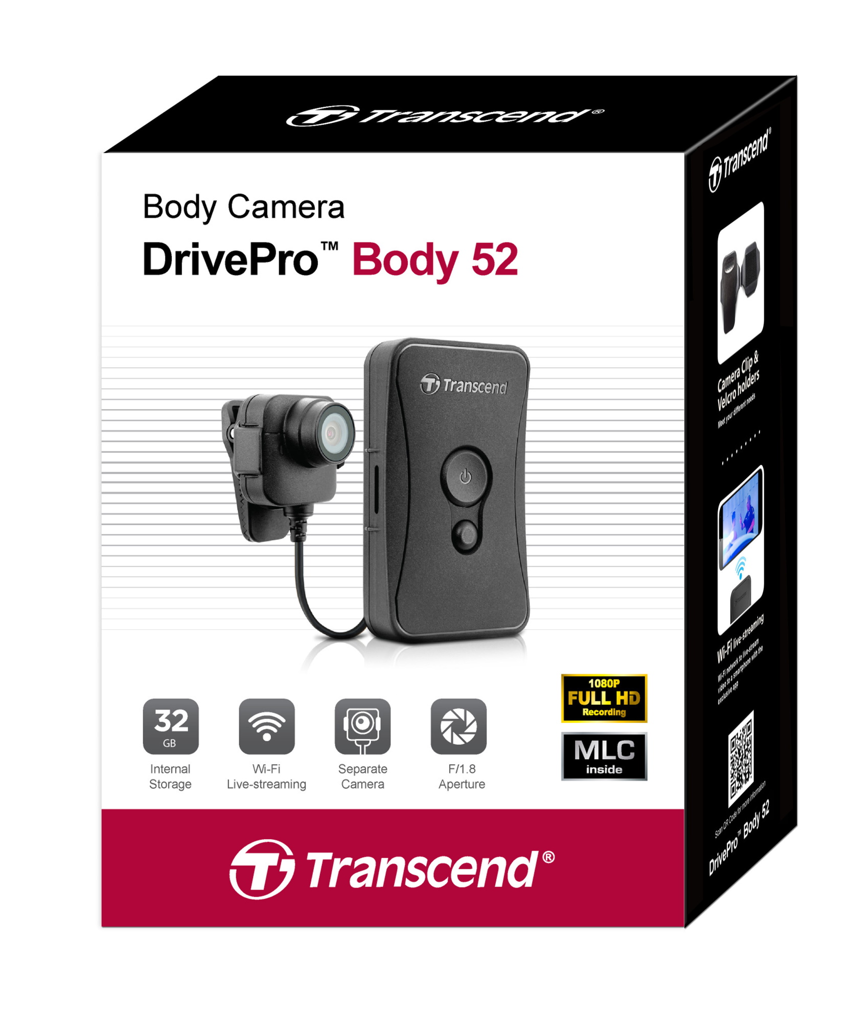 Transcend Body Camera DrivePro Body 52 With 32GB Storage