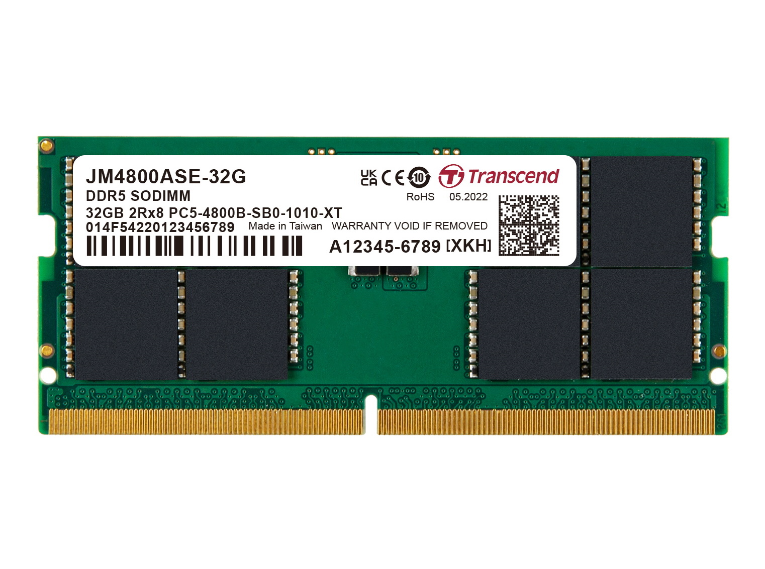 32GB Transcend JetRam DDR5 4800MHz SO-DIMM Laptop Memory Module CL40 1.1V