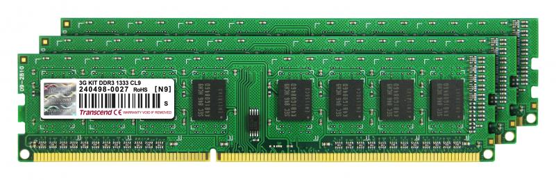 3GB Transcend DDR3 1333MHz PC3-10666 CL9 Triple Channel memory kit