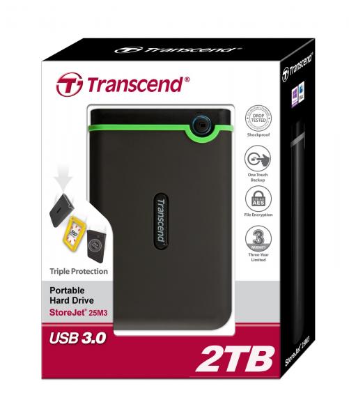 2TB Transcend USB3.0 StoreJet 25 Mobile External 2.5-inch Hard Drive ...