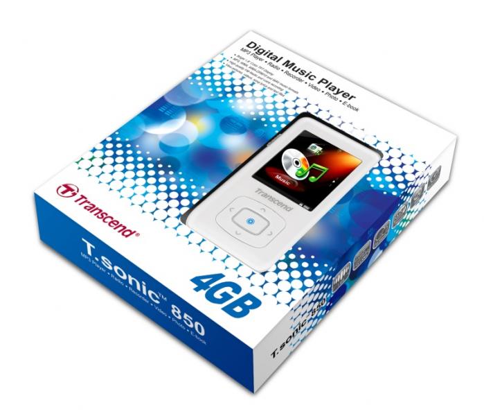 4GB Transcend T.Sonic 850 MP3 player with Radio, Voice Recorder, Video ...