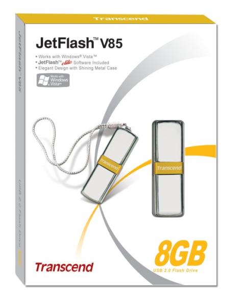 8GB Transcend JetFlash V85 USB Flash Drive steel casing