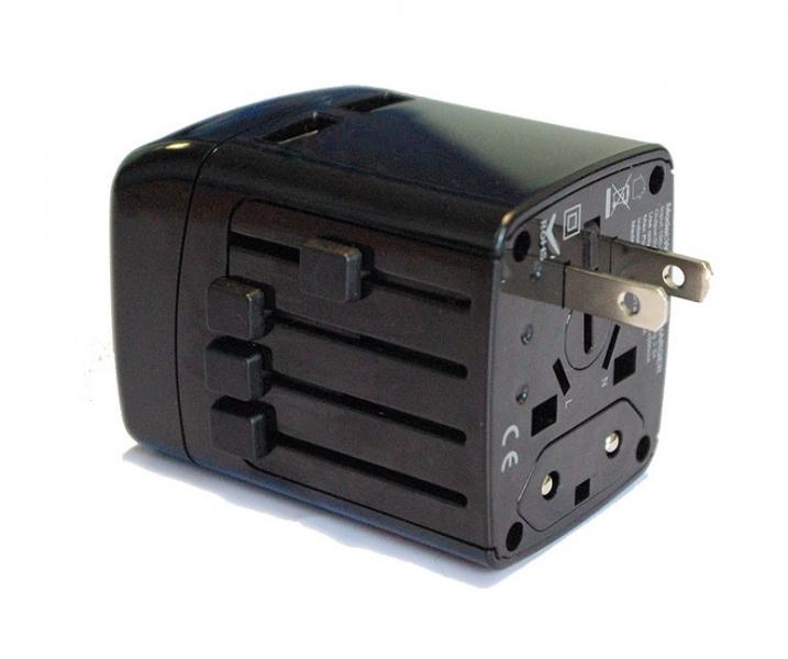 Worldwide Travel Adapter with 2 USB ports (5V / 1000mAh)