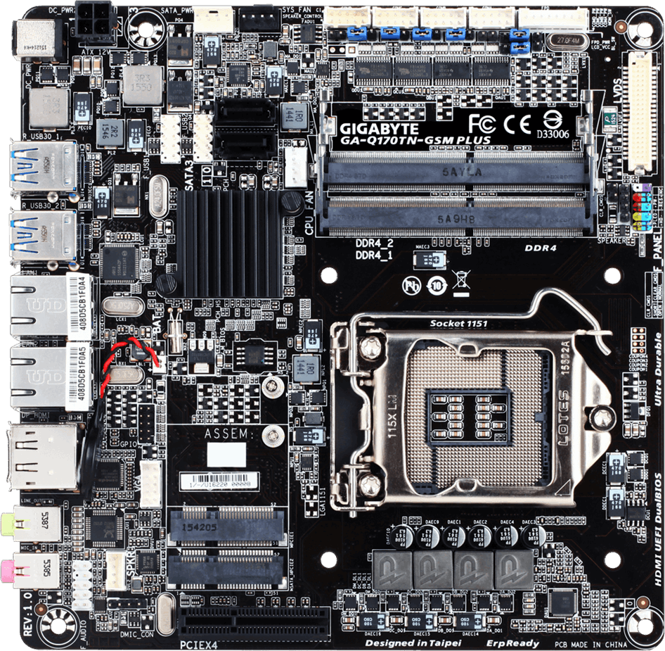 Gigabyte Plus Intel Q170 DDR4 Mini ITX DDR4-SDRAM Motherboard