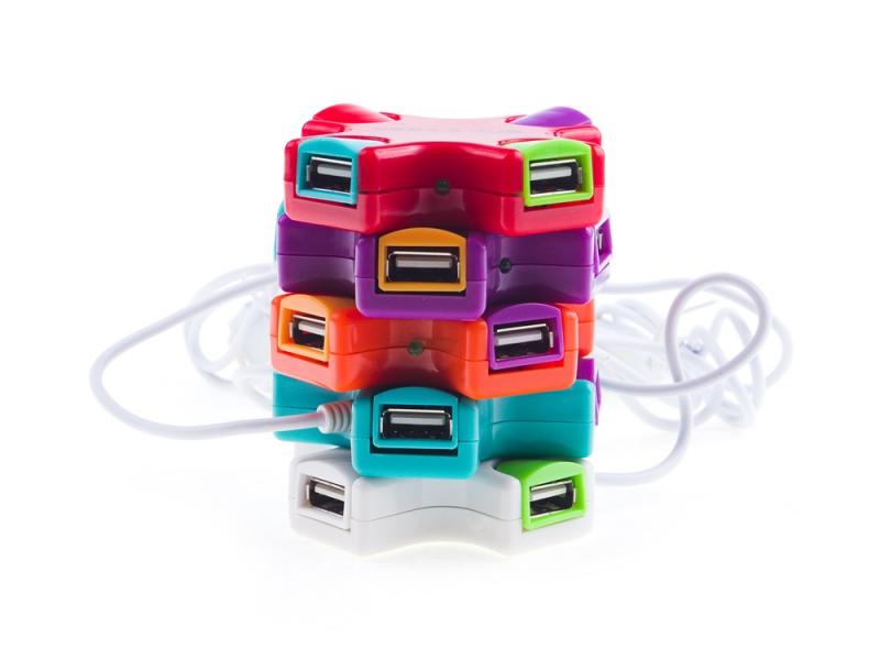 4-port USB Hub - Purple Star Design - USB2.0